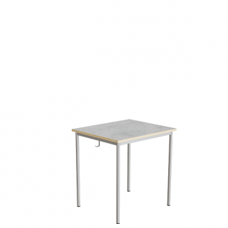 Elevbord 70x60cm i lys grå linoleum med alugråt stel, højde 72cm